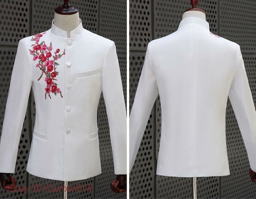 Men Emcee Chinese Tunic Suit Formal Coat + Pants 2 Piece Suit ...