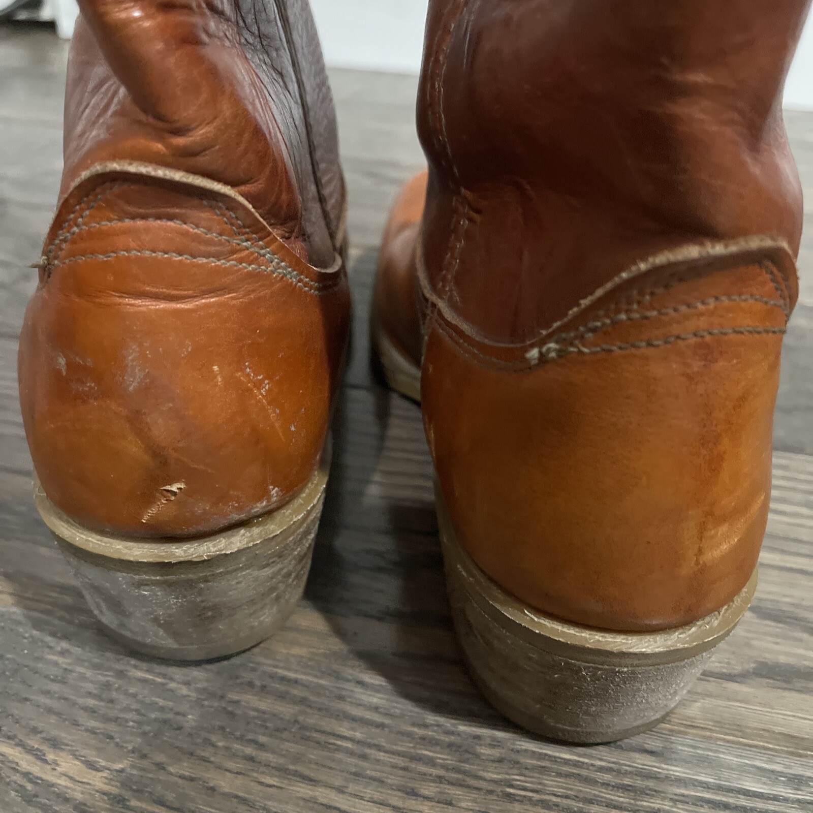 vintage dingo Cognac Color cowboy boots Men’s 10D Squ… - Gem