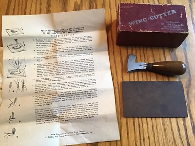 Vintage E. Hille Fly Tying Fishing Wing Cutter W/ Box Make Your Own ...