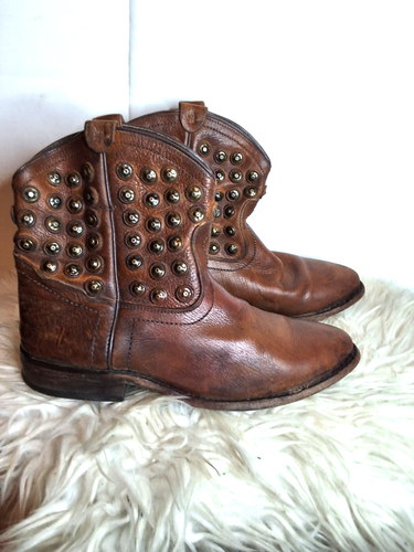 Frye Wyatt Disc Cognac Leather Booties 6.5 | eBay