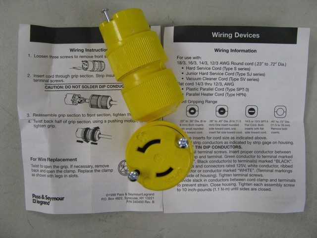 PASS & SEYMOUR (LEGRAND) PART # WC596/8-1 CONNECTOR PLUG NSN 5935-01 ...