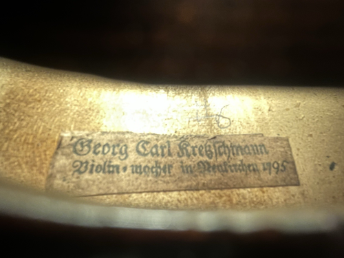 Georg Carl Kretschmann violin made in Neukirchen 1795 3/4 size violin ...