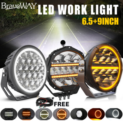 BraveWAY 9inch Osram LED Driving Lights Round Spotlights Offroad 4WD ...