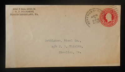 1920s POSTAL HISTORY H. J. Stannert Northumberland PA Cover ...