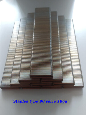 Type 90 Series Staples 19 22 25 28 32 35 38 40 mm 18 Gauge 5.8 mm crown ...