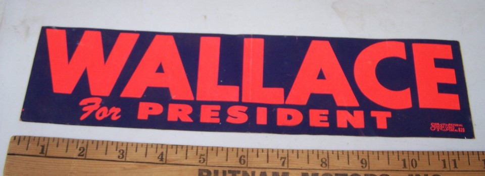 Vintage WALLACE FOR PRESIDENT Bumper Sticker | eBay