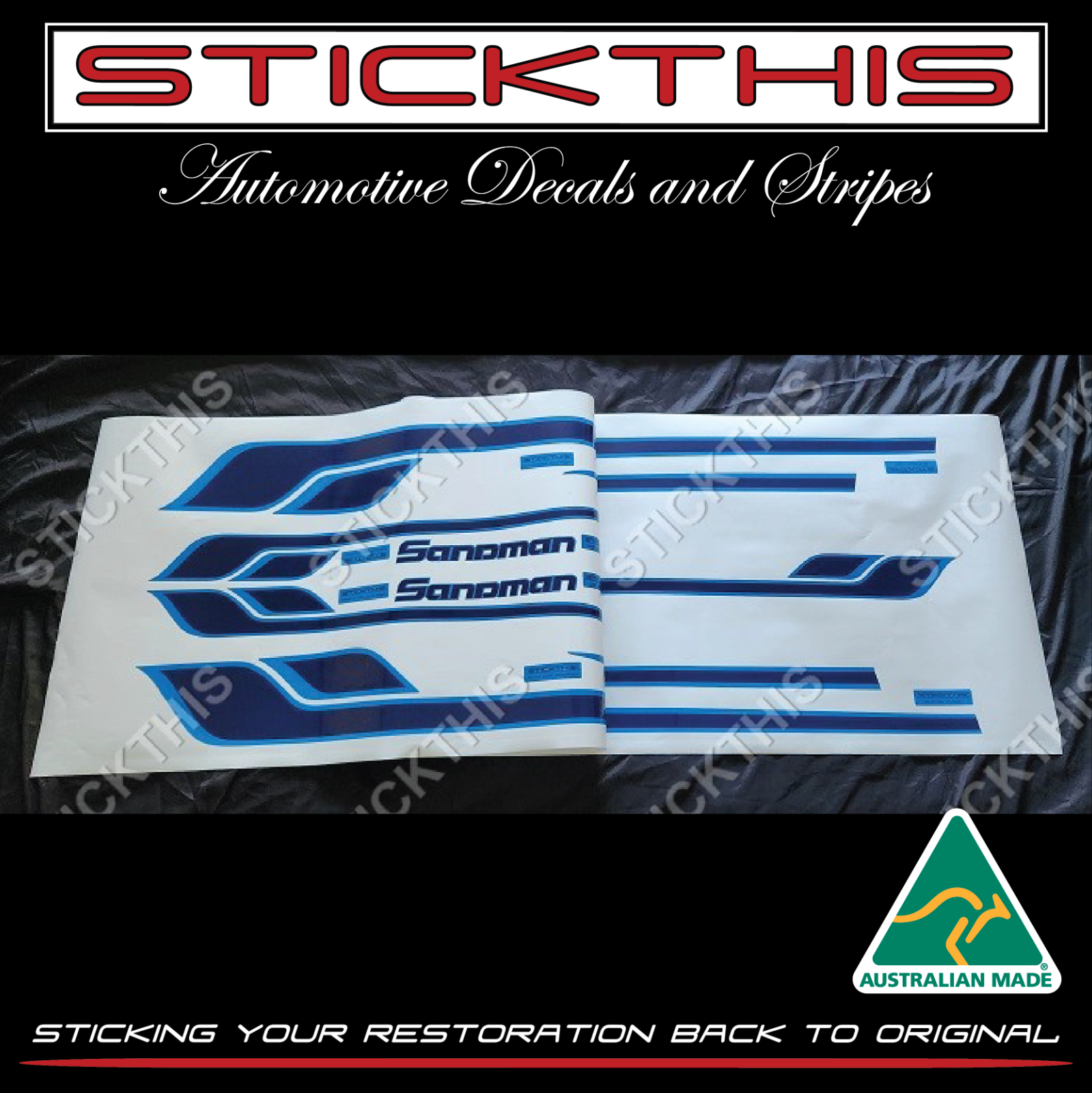 VF Sandman Stripes Decals - Blue on Blue - Suit Holden, HSV VE VF Ute ...