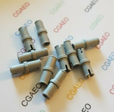 10 x Lego 3673 Technic, Pin without Friction Ridges LIGHT BLUISH GRAY ...