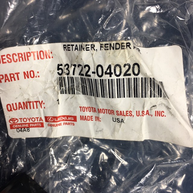 Genuine Toyota Side Panel Retainer 53722-04020 for sale online | eBay