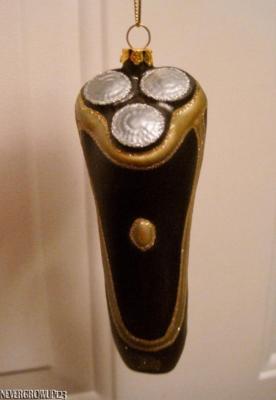 BLOWN GLASS BLACK ELECTRIC SHAVER~RAZOR~CHRISTMAS ORNAMENT~GENTLEMAN ...