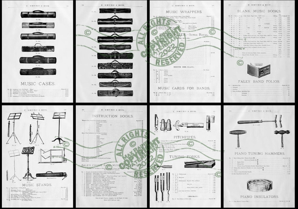 C Bruno Son (1890) Musical Instruments CATALOG * Drums Bells Xylophones ...