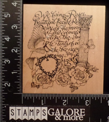 PSX Rubber Stamps K-3104 MONTAGE COLLECTION COLLAGE ROSES BIRD FLOWERS ...