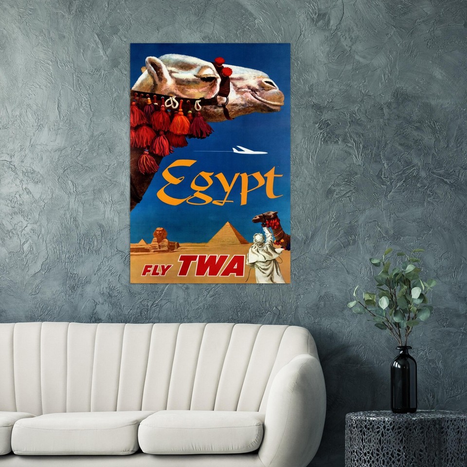 Egypt - Fly TWA - Camel and Pyramid - Vintage Airline Travel Poster | eBay