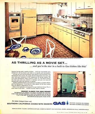 MCM 1958 Gold Kitchen Decor S. California Gas Companies Vtg Magazine ...
