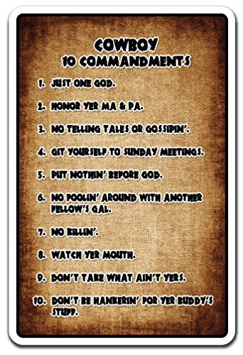 COWBOY 10 COMMANDMENTS Sign country southern hillbilly bible | Indoor ...