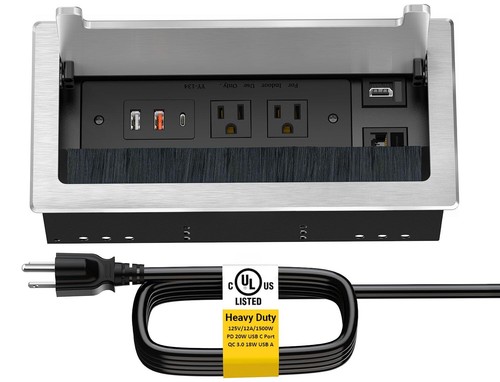 Conference Table Power Hub, Multimedia Box w/ HDMI, RJ45, USB-C, USB-A ...