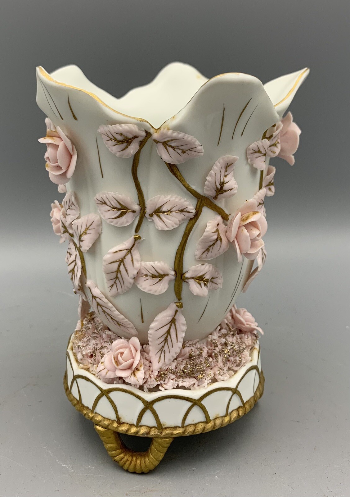 Vintage Ornate Roses with Gold Trim Ceramic Decorative Collectible ...