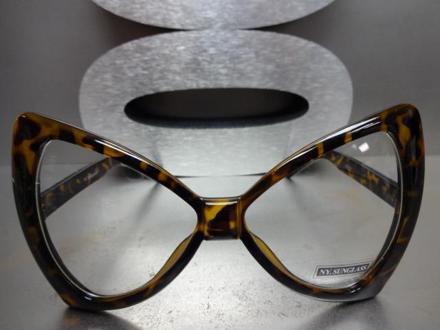 OVERSIZE EXAGGERATED HUGE Clear Lens EYE GLASSES Unique Bow Shaped ...