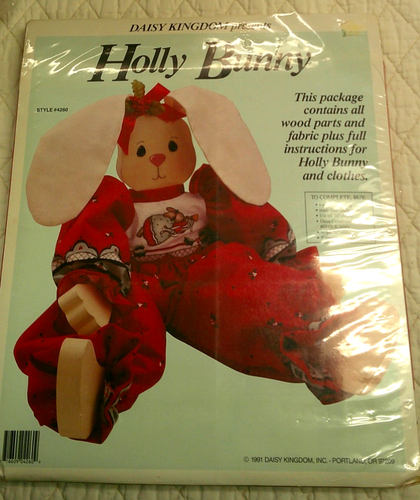 Holly Bunny Wood Christmas Holiday Kit Fabric Included Craft Sew ...