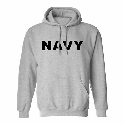 US "NAVY" Hooded Sweatshirt in Gray - Adult Small to 5X | eBay