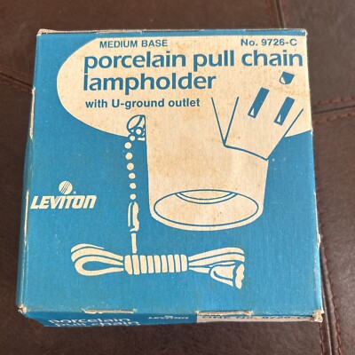 Leviton No.9726-C Porcelain Pull Chain Lampholder Top Wire Original Box ...
