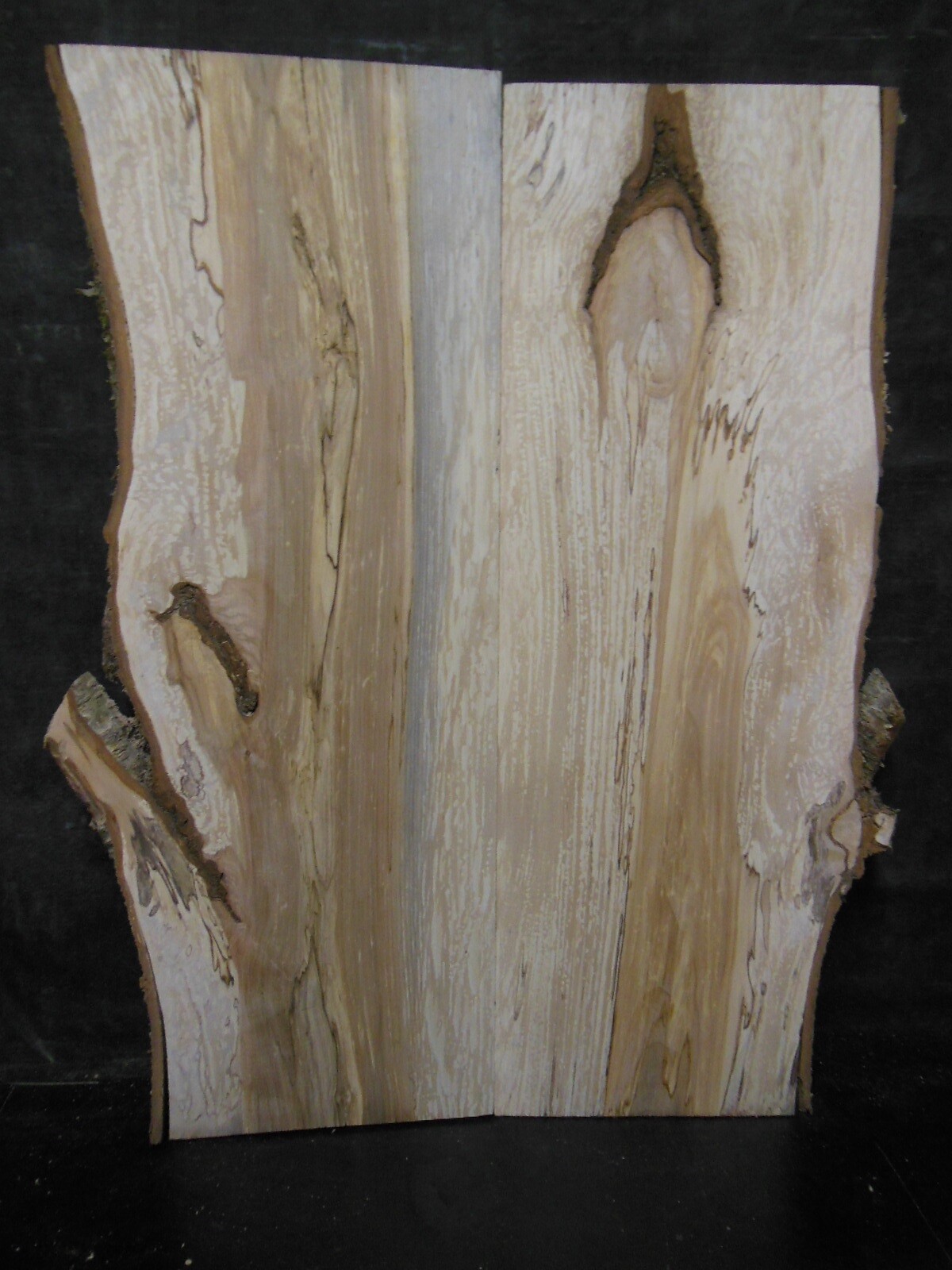 S-302_ Book Matched Spalted Yellow Birch Slabs 33" x 22-23" x 1 1/2 ...