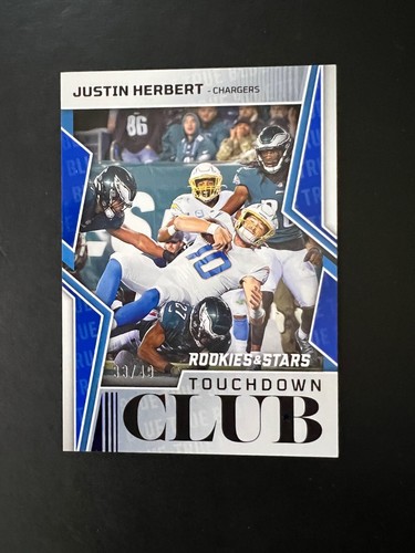 2022 Rookies & Stars Justin Herbert Touchdown Club Blue #TD-4 Chargers ...
