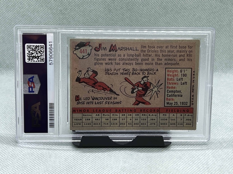 1958 Topps Baseball Jim Marshall Rookie Card #441 PSA 5 EX Baltimore ...