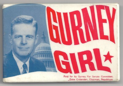 GURNEY GIRL Pin ~ Edward John Gurney 1968 for US Senator from FLORIDA ...