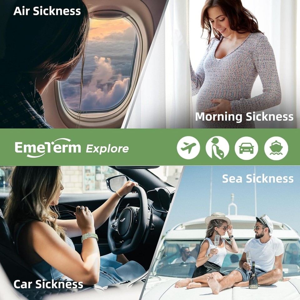 EmeTerm Explore FDA-Cleared Anti-Nausea Wristband Sickness Vomit Relief ...