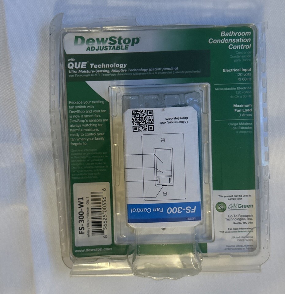 DewStop Adjustable Fan Humidity/Condensation Control Switch FS-300-W1 ...