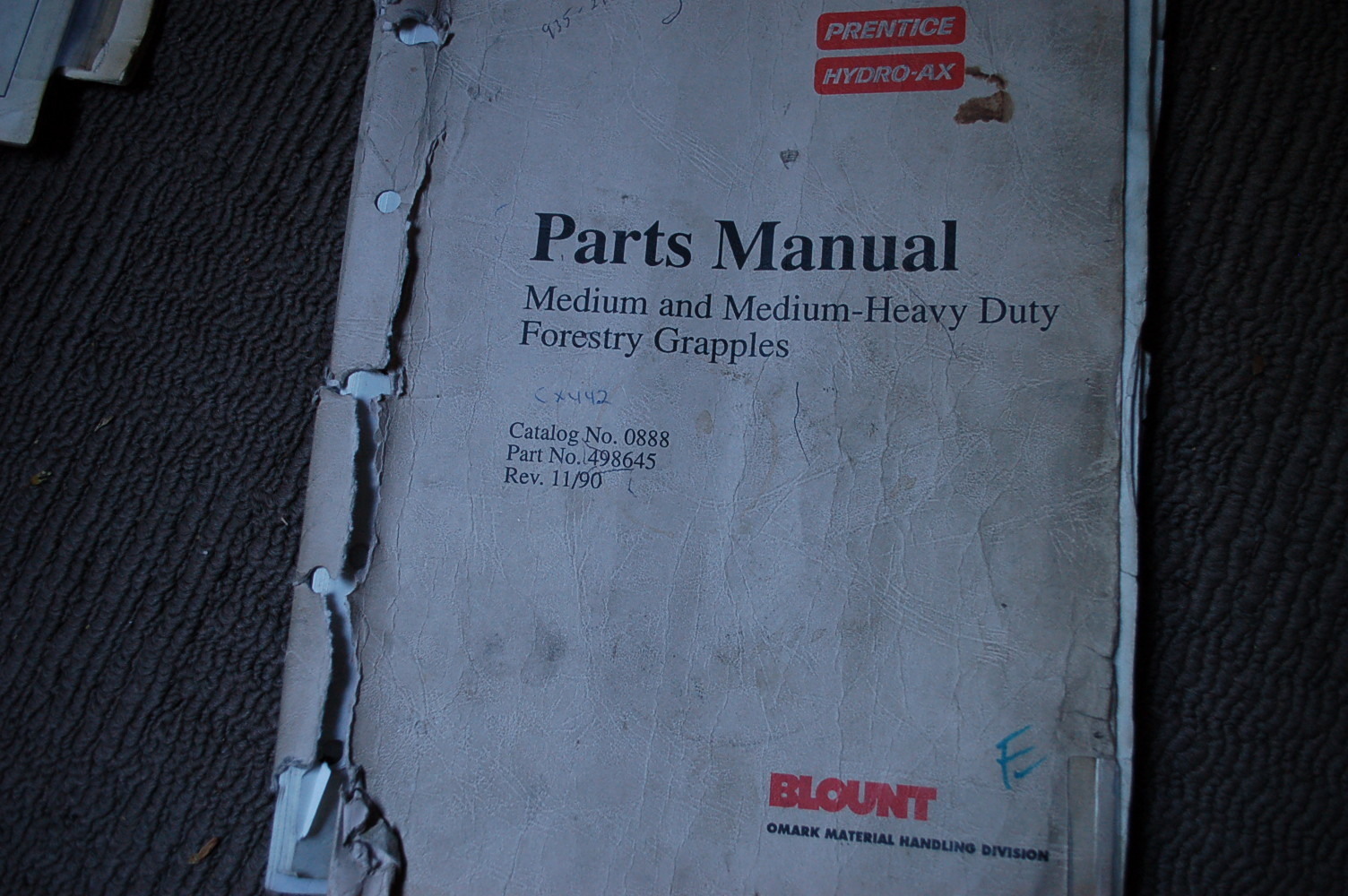 PRENTICE Medium Heavy Duty Log Loader Forestry Grapple Parts Manual ...