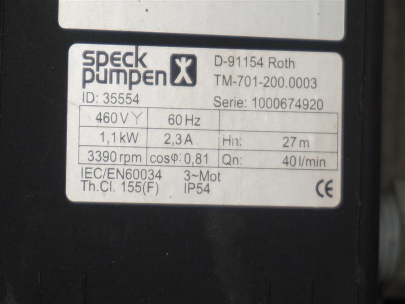 Speck Pumpen TM-701-200-0003 TM7012000003 Pump Days Warranty Expedited Shipping | eBay