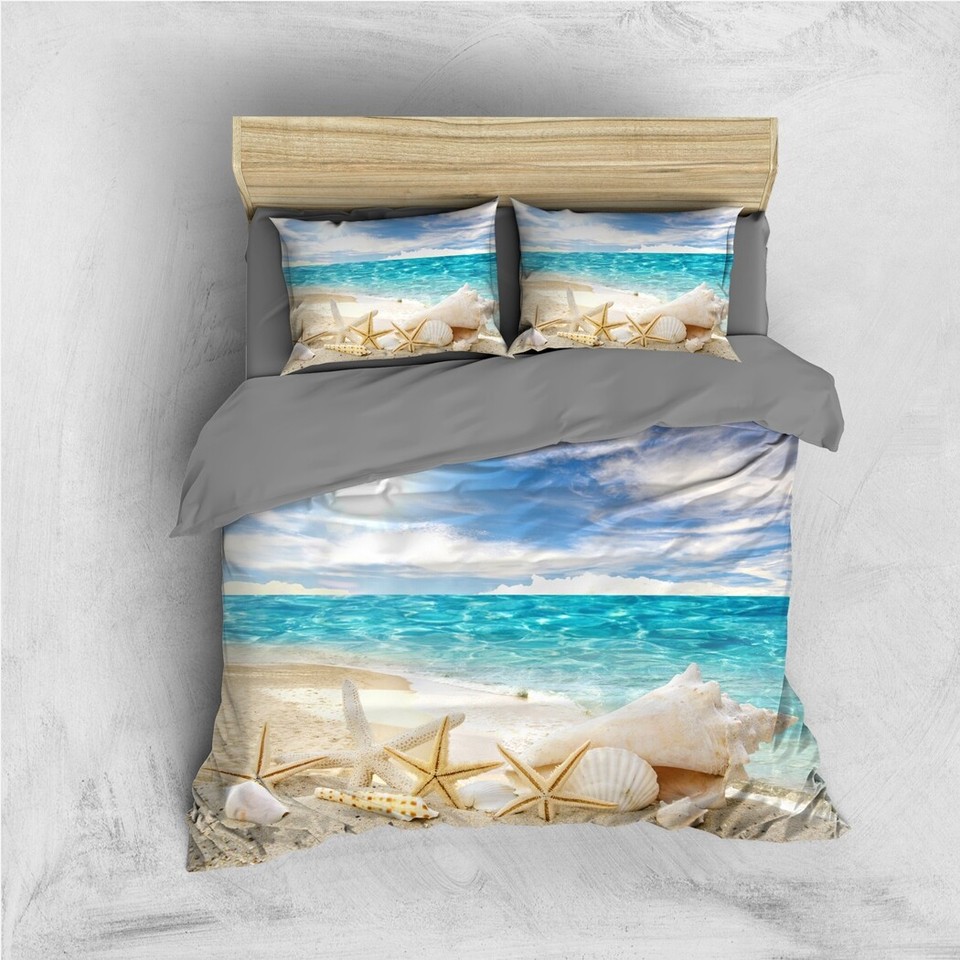 Duvet Doona Quilt Cover Set Single Double Queen King Ocean Beach Sea ...