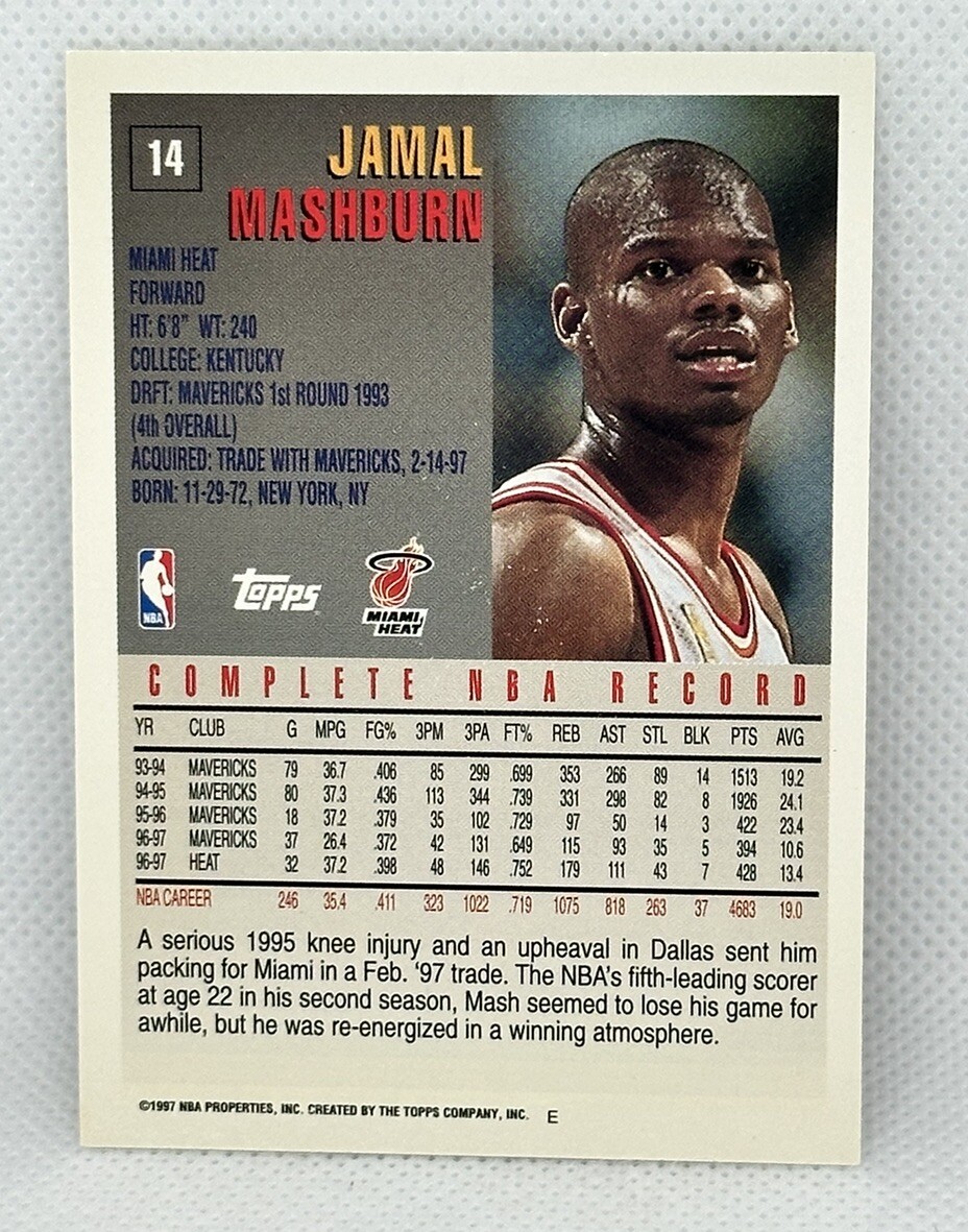 1997-98 Topps - #14 Jamal Mashburn for sale online | eBay