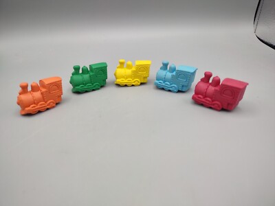 5 Vintage Rubber Train Locomotive Choo Choo Figural Pencil Topper Top ...