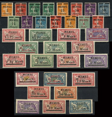 Memel Short Set 34 Stamps of France Surcharged Series 1922 (50-92) MH ...
