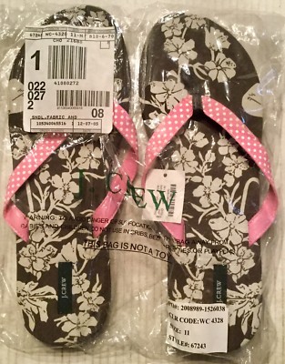 J.Crew Flip Flops Thongs Sandals Womens Brown Floral/ Pink Size 11 ...