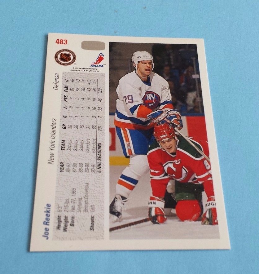 1991/92 Upper Deck Hockey Joe Reekie Card 483 New York Islanders | eBay