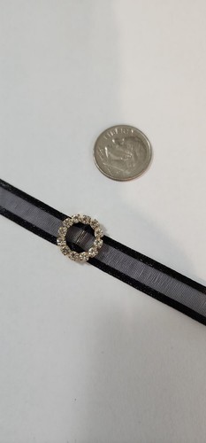 Rhinestone Buckle Gold Tone Crystal Ribbon Slider Garment Craft Buckles ...