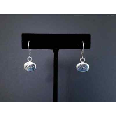 Vintage Sterling Silver Love & Hope Pebble Earrings, 1" Dangle 5.25g | eBay