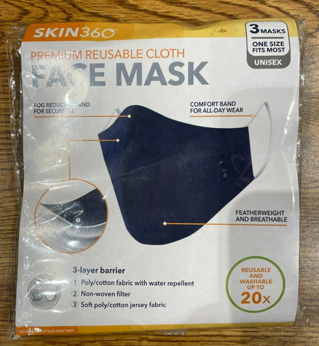 SKIN 360: Premium Reusable Face Masks, 3-Pack | eBay
