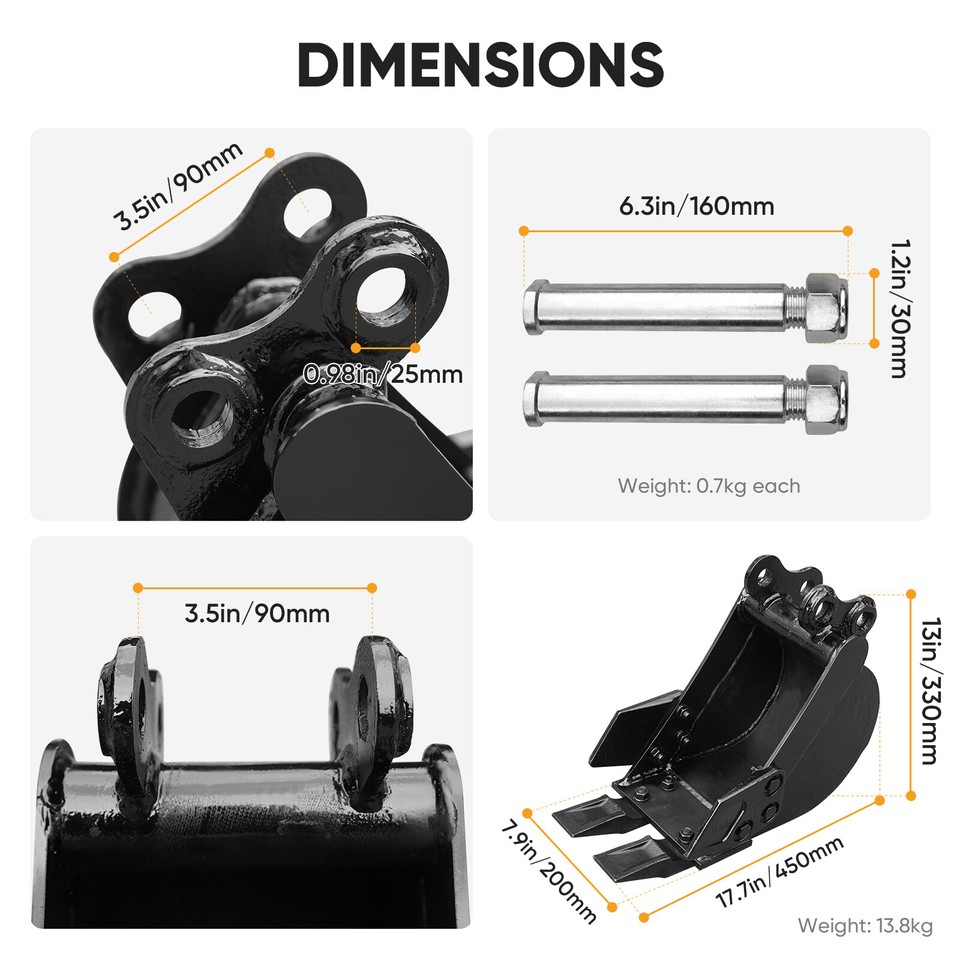 Mini Excavator Digger Attachments Quick Hitch Ripper 20CM Narrow Bucket ...