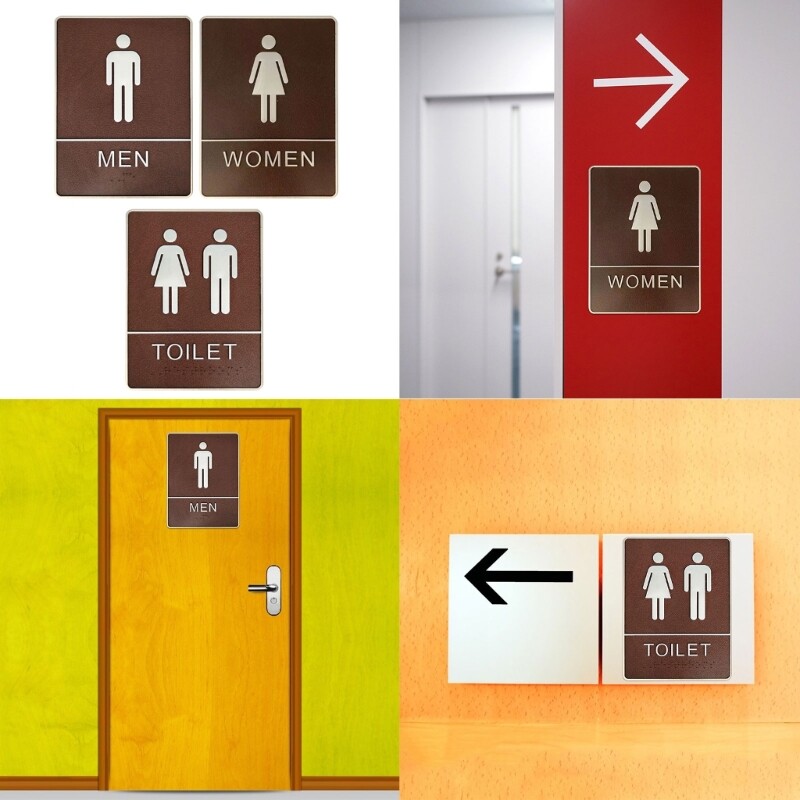 Self Adhesive Restroom Signs Bathroom WC Toilet Mark Label Door Wall ...