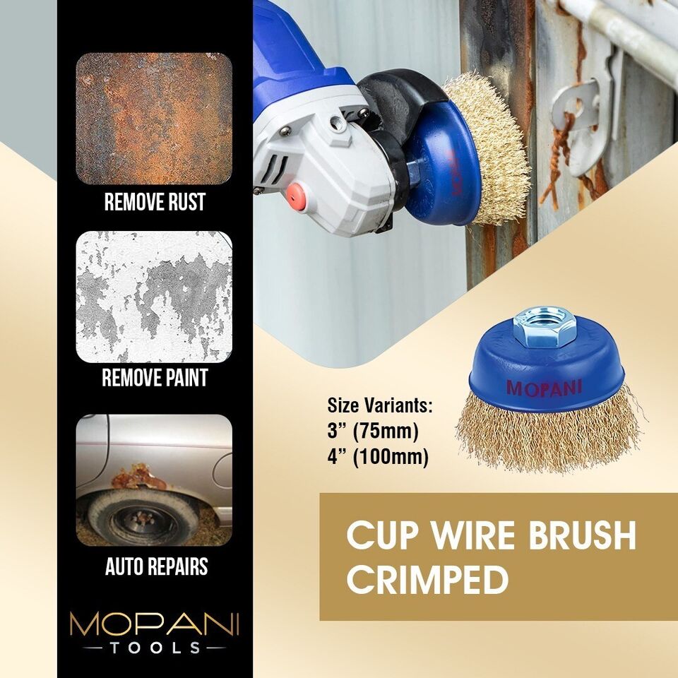 4" Crimped Wire Cup Wheel Brush Set For Grinders, 5/8"-11 Threaded ...