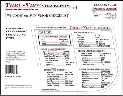 Thru-View Emergency Aviation Checklist - Cessna 172SP | eBay