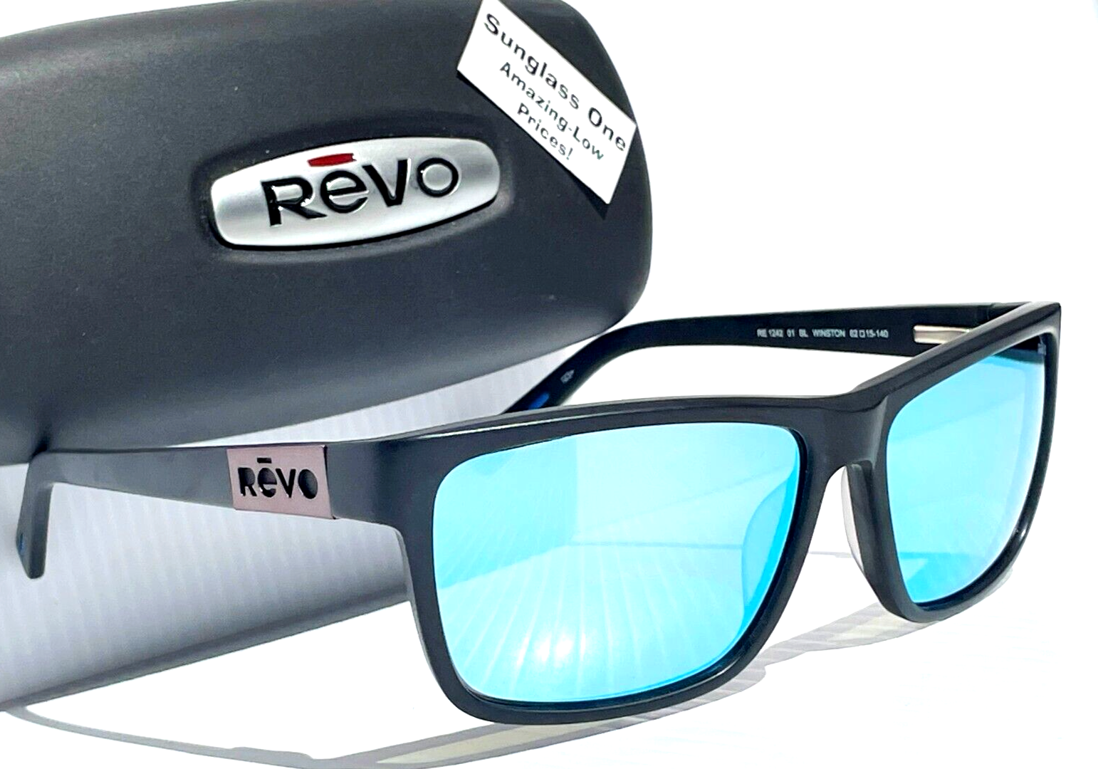 NEW Revo WINSTON Matte Black POLARIZED Blue Lens Sunglass 1242 01 BL | eBay