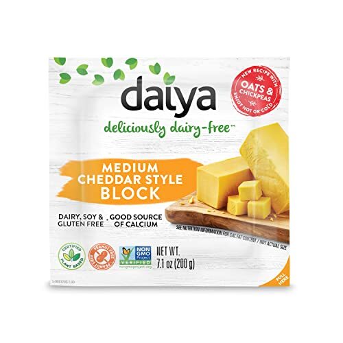 Dairy Free Medium Cheddar Style Vegan Cheese Block, 7.1 Ounce (Pack of ...