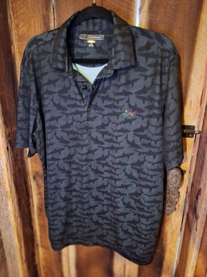 Greg Norman Shirt Mens XL Gray Polo Play Dry All Over Print Sharks Logo ...