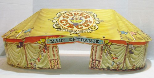 MARX SUPER CIRCUS PLAYSET 1950's TIN LITHO CIRCUS TENT ONLY BIG TOP ...